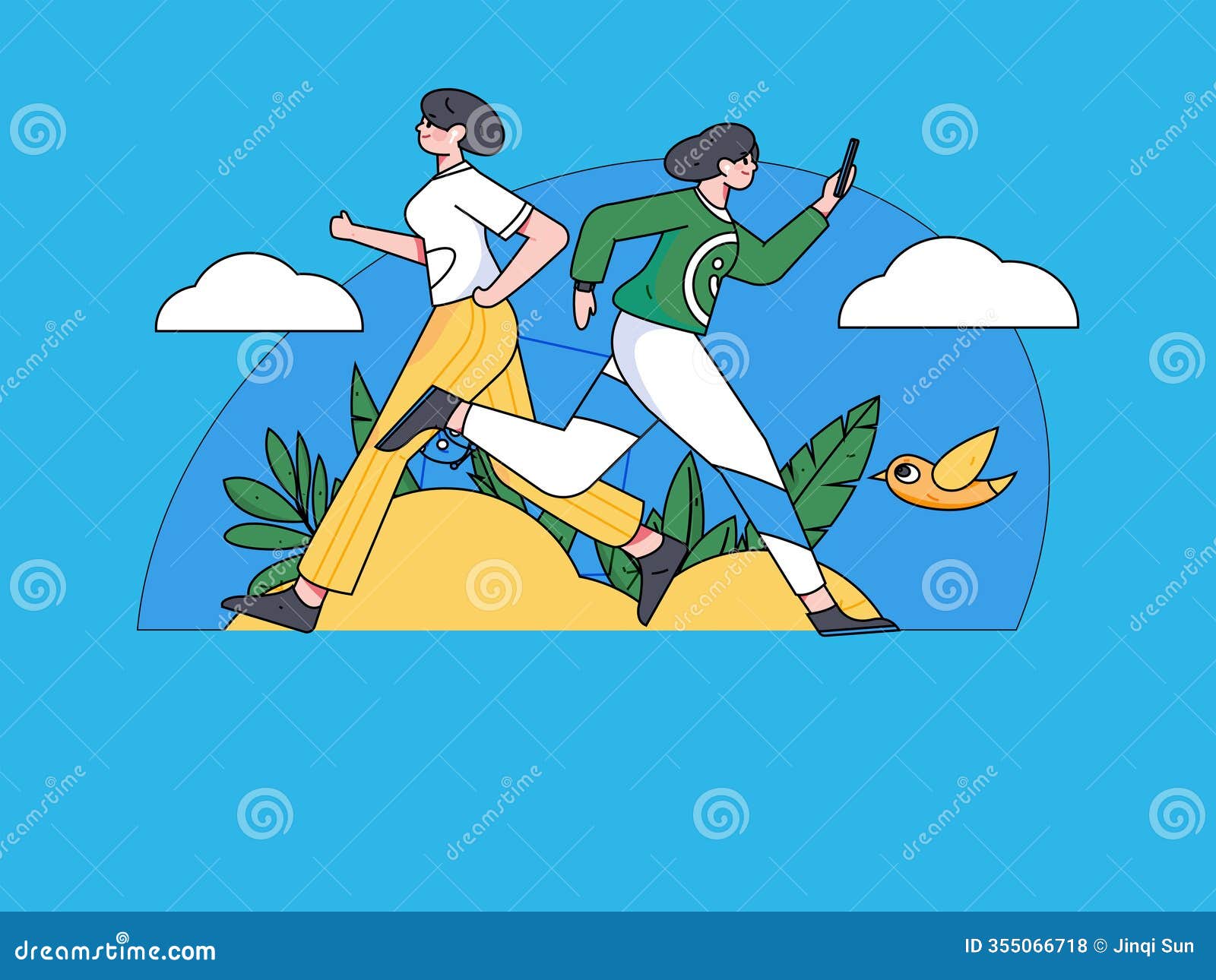 People Exercising Healthy Running Vector Internet Operation ...