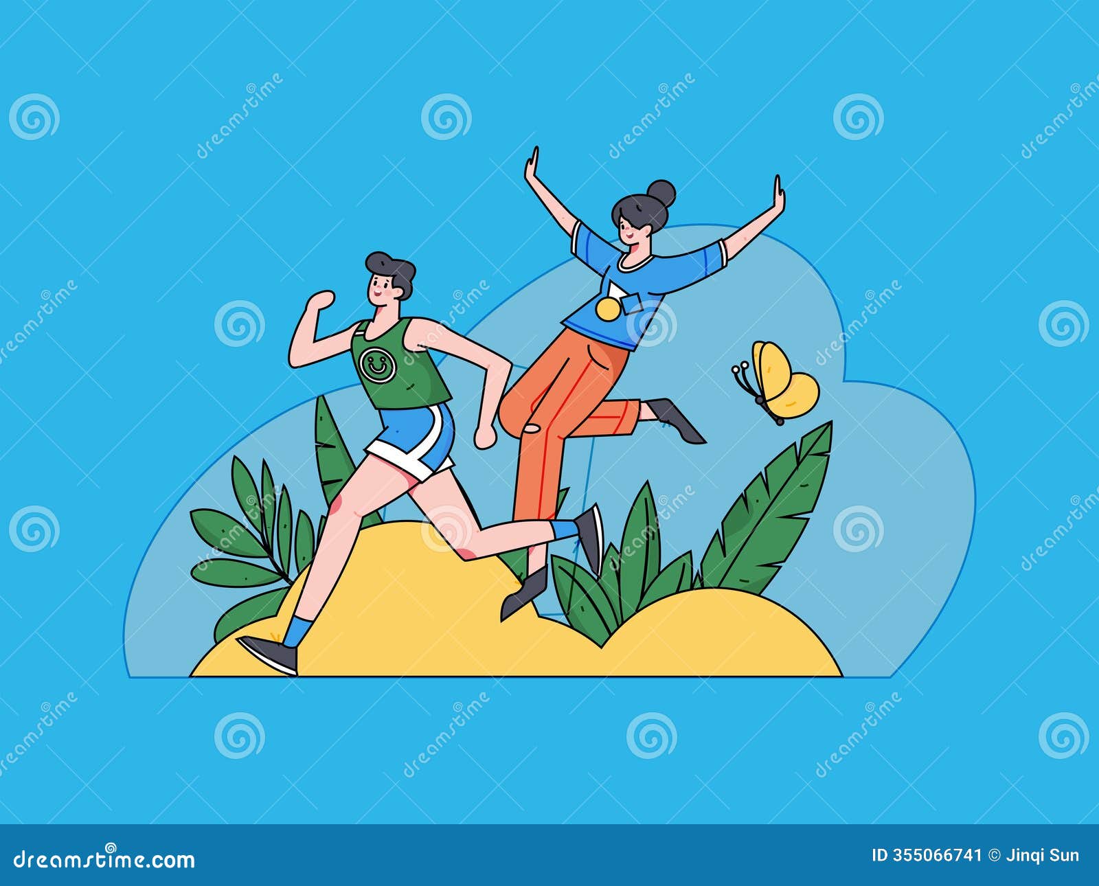 People Exercising Healthy Running Vector Internet Operation ...