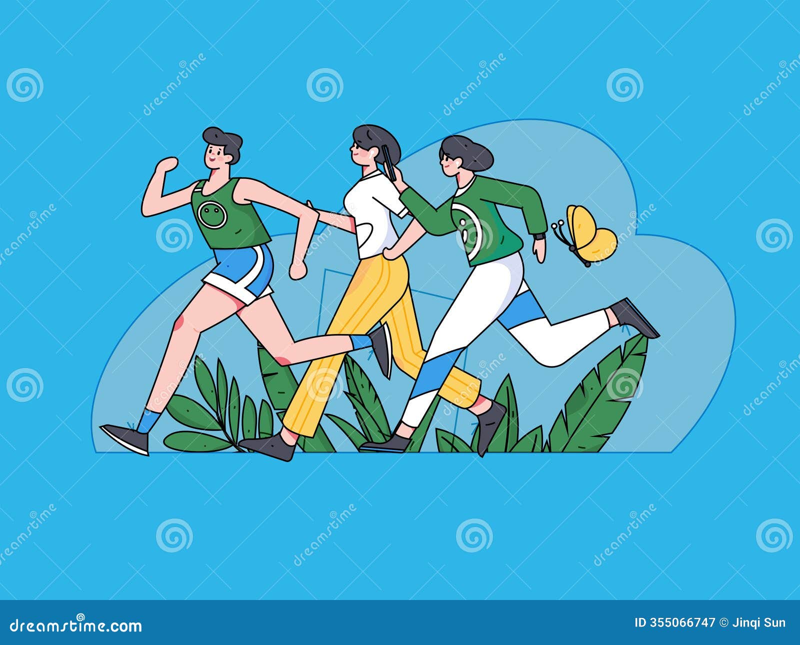 People Exercising Healthy Running Vector Internet Operation ...