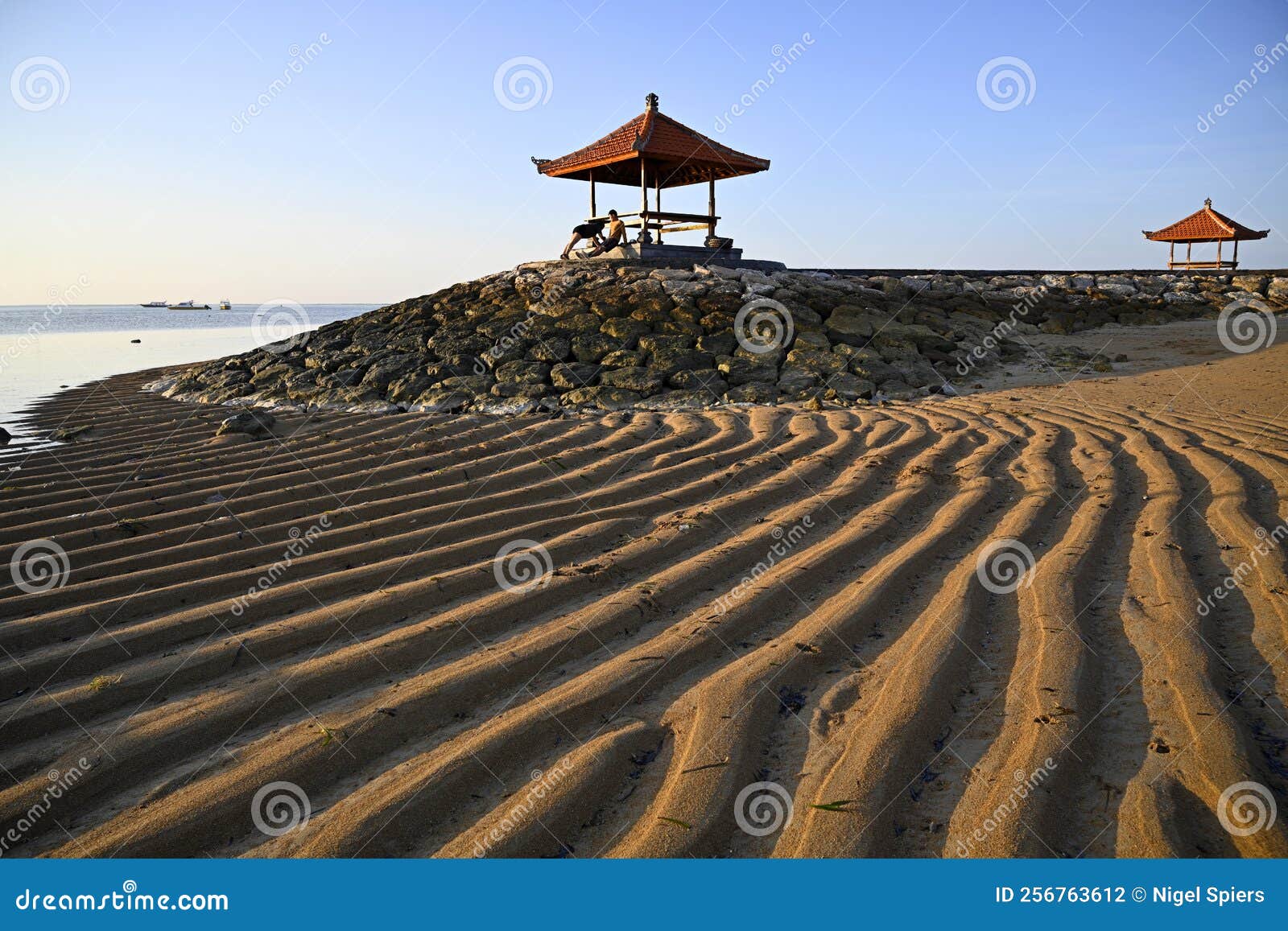 People Exercizing at Sanur Beach, Bali Indonesia at Low Tide Editorial ...