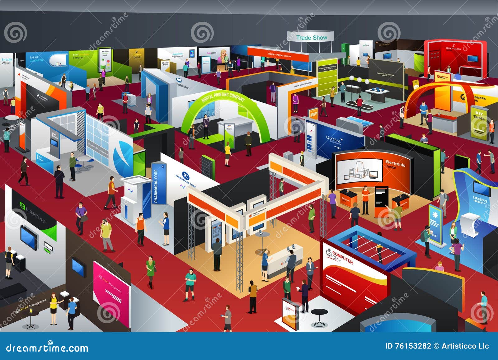 People at an Exhibition stock vector. Illustration of cartoon - 76153282