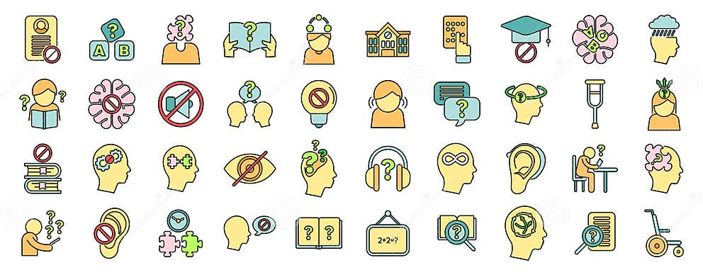 People Exploring Learning Disabilities and Cognitive Challenges Icons ...