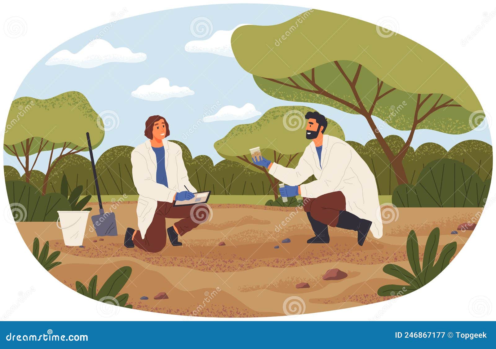 People Exploring Nature, Soil. Scientists Conduct Ecological Experiment ...