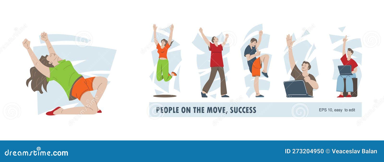 People Expressing Success and Victory. Collection of Vector ...