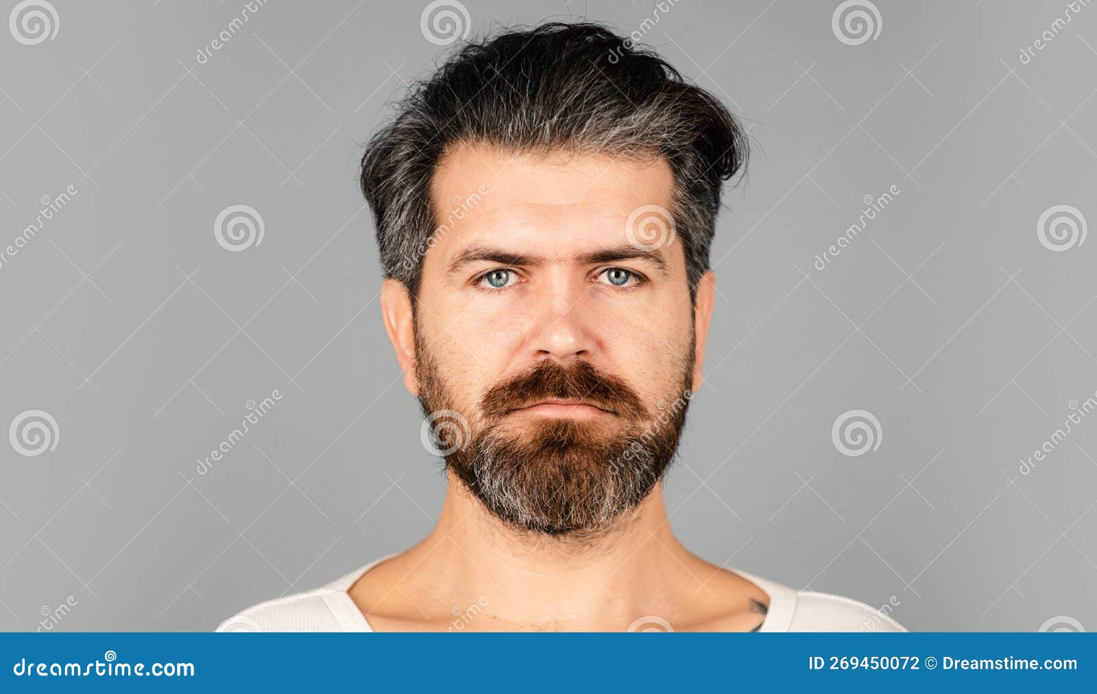 People Expression Emotion Concept. Portrait of Serious Man. Stock Photo ...