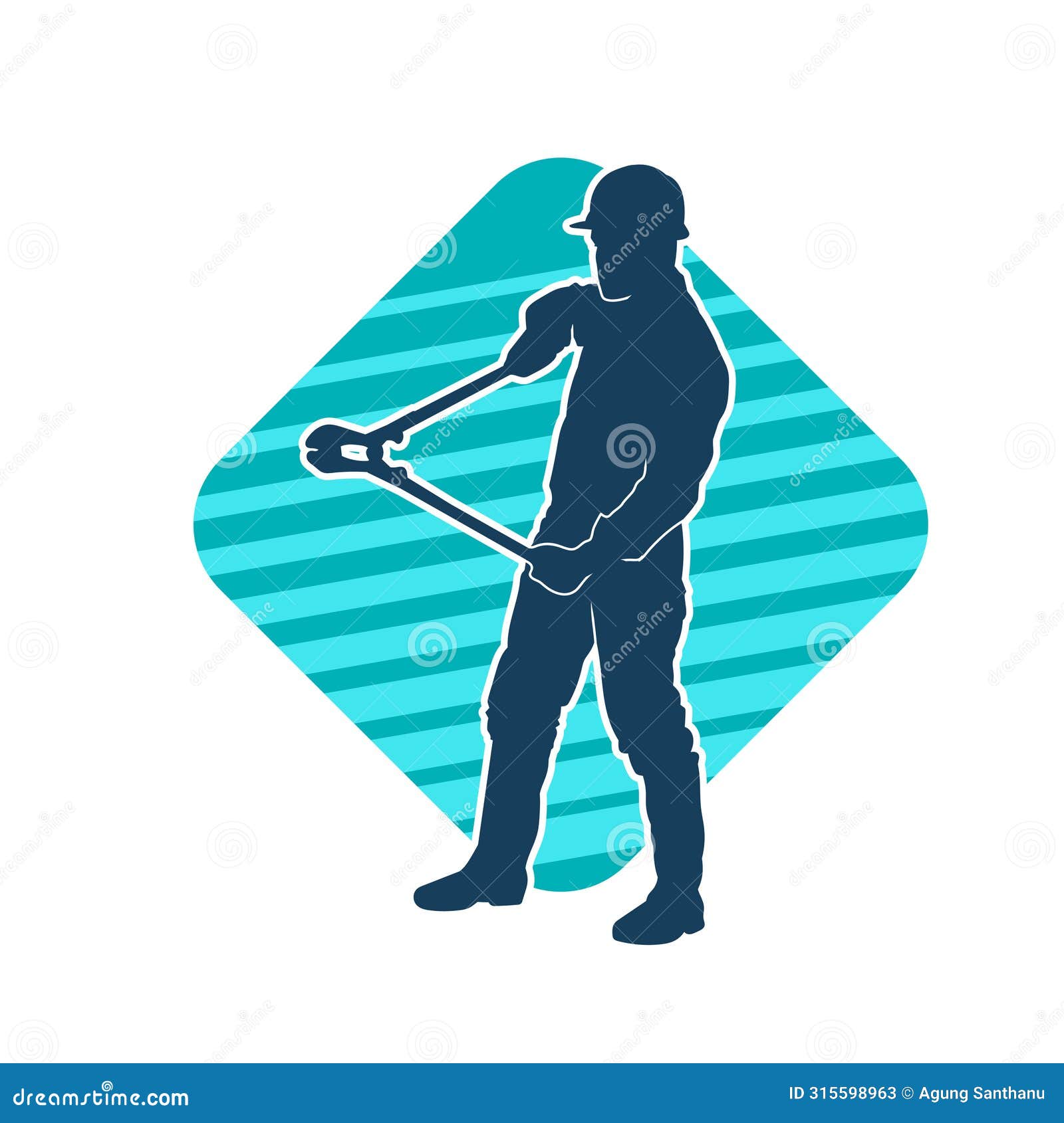 Silhouette of a Male Worker in Pose Holding Cutting Plier Tool. Stock ...