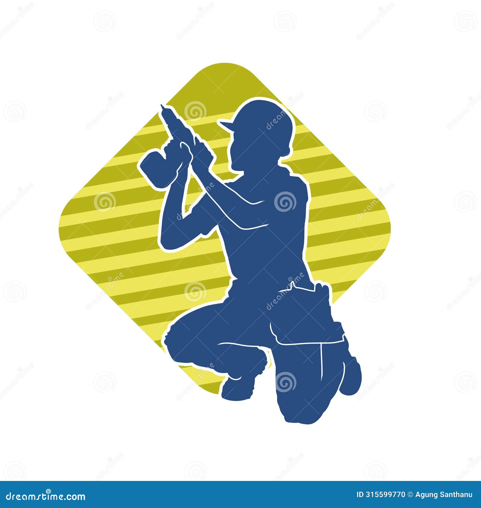 Silhouette of Woman in Construction Worker Costume Carrying Drill Power ...