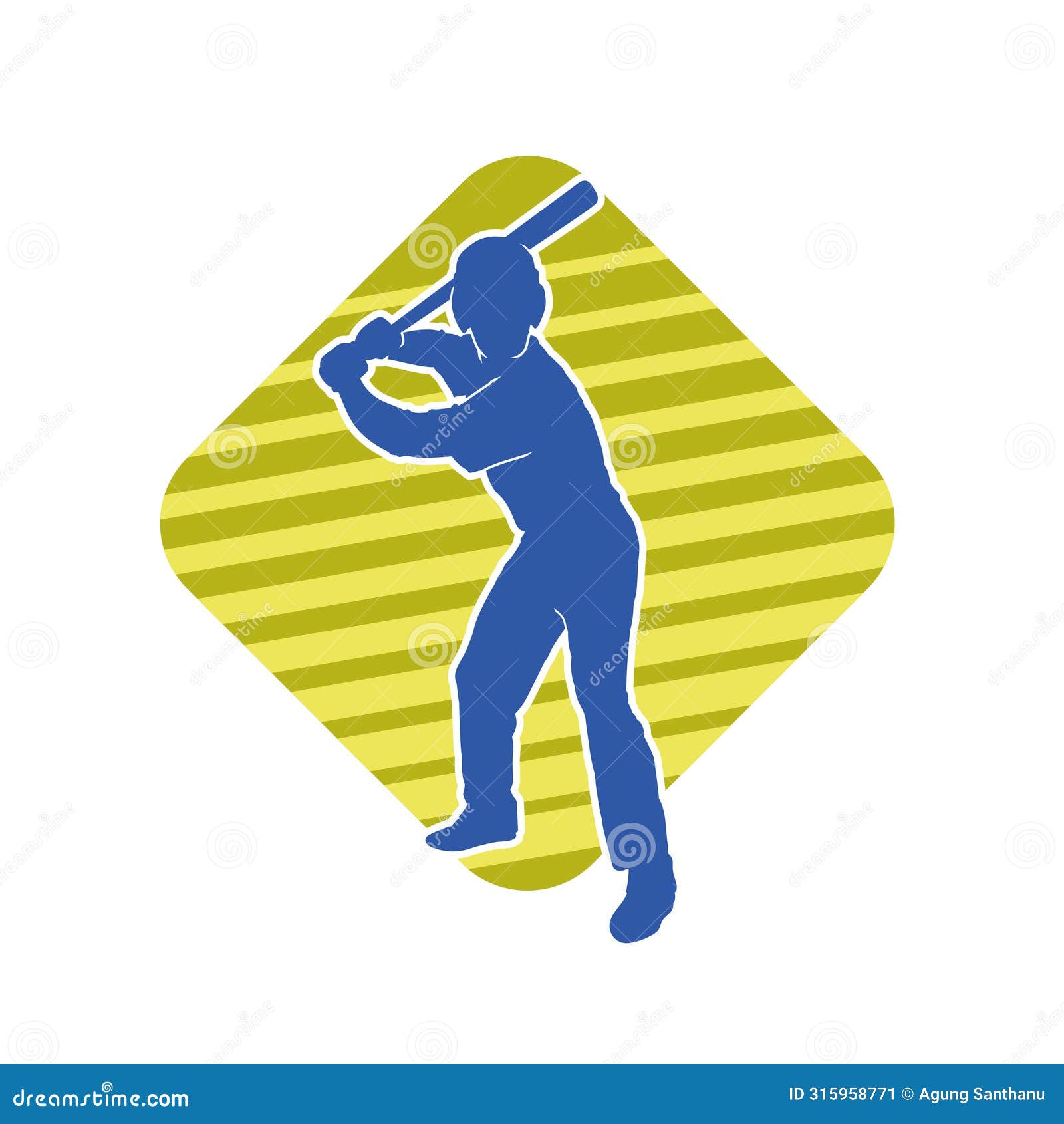 Silhouette of a Male Baseball Batter Player in Action Pose. Stock ...