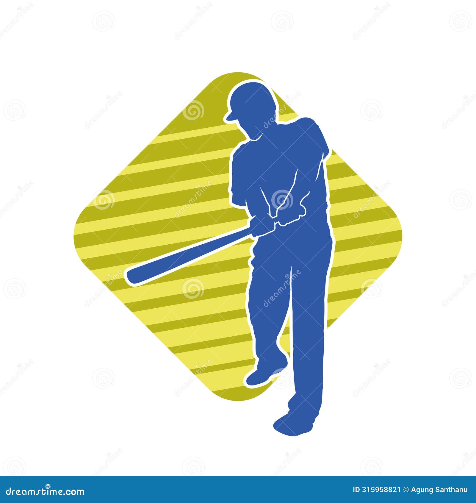 Silhouette of a Male Baseball Batter Player in Action Pose. Stock ...