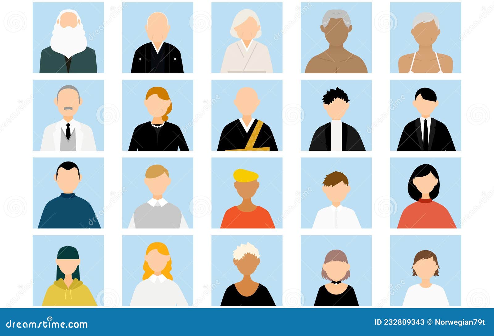 20 people face icon set stock illustration. Illustration of kimono ...