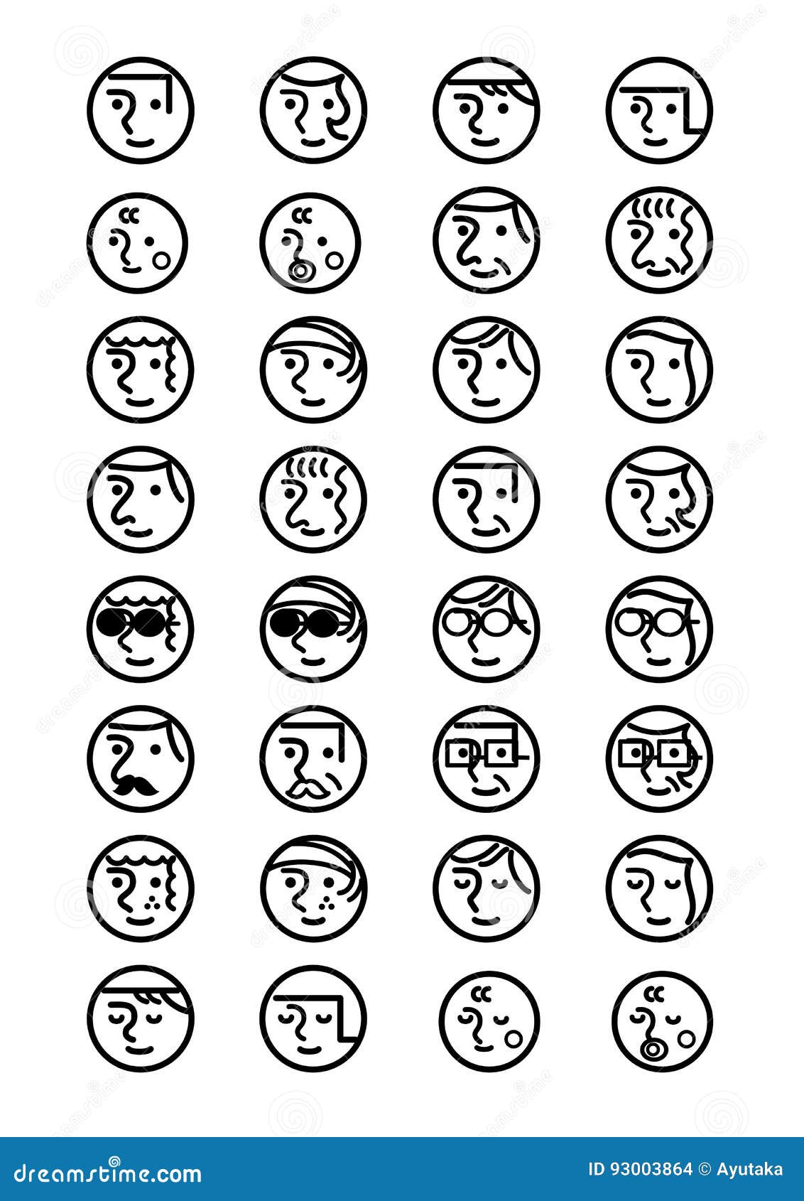 People face icon set stock vector. Illustration of monochrome - 93003864