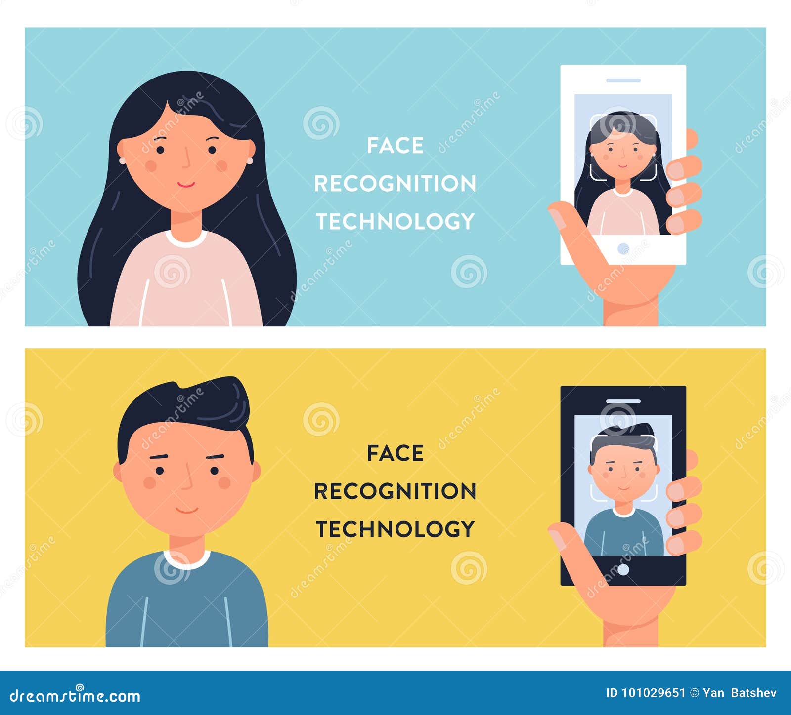 Recognition Technology Vector Illustration. Face, Voice, Fingerprint ...