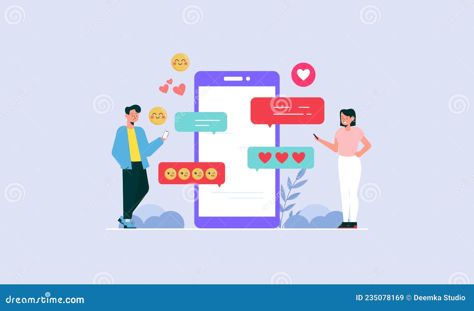 People Facing Each Other while Texting Concept Illustration Stock ...