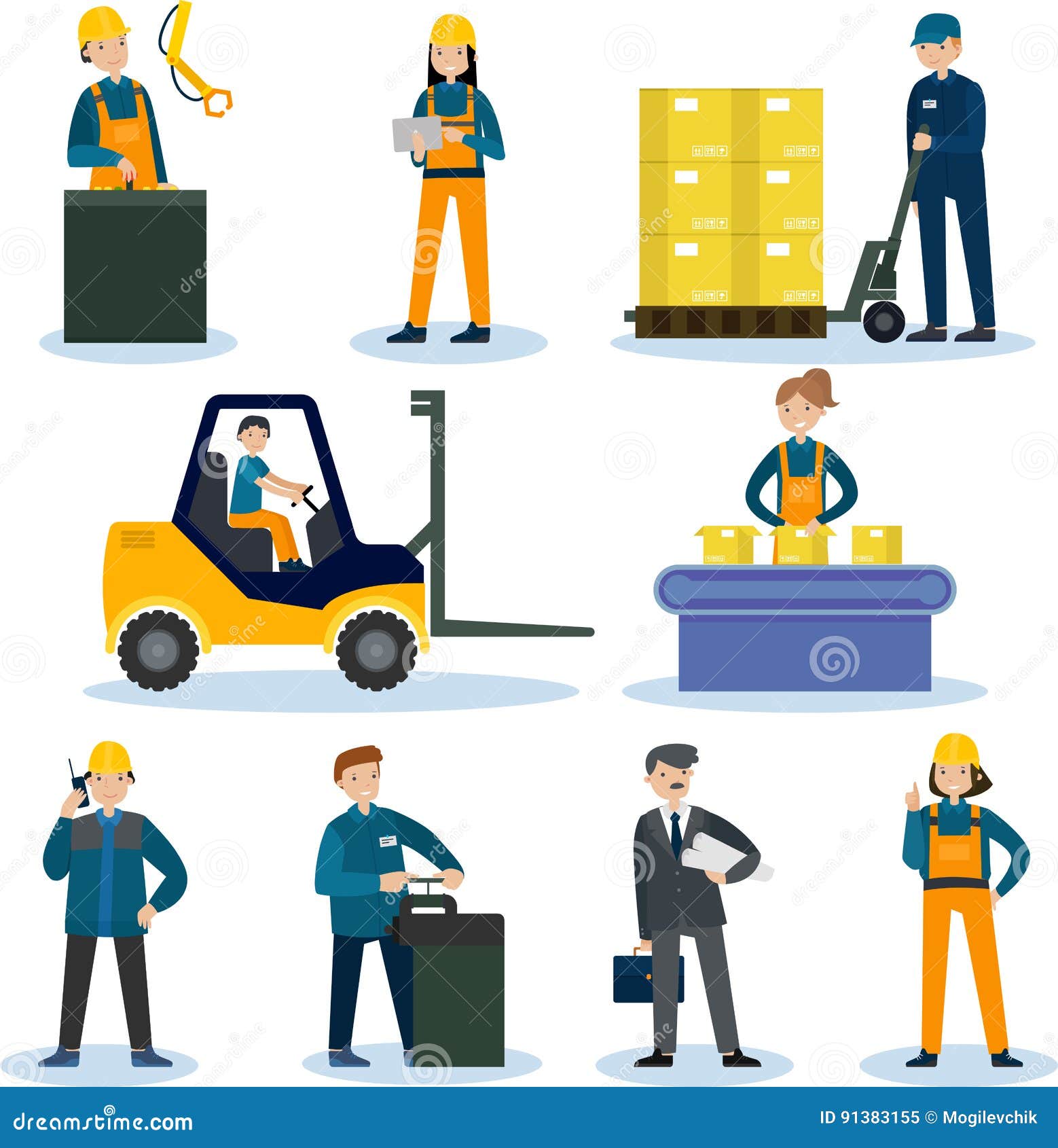 Factory Workers People Icons Set Cartoon Vector | CartoonDealer.com ...