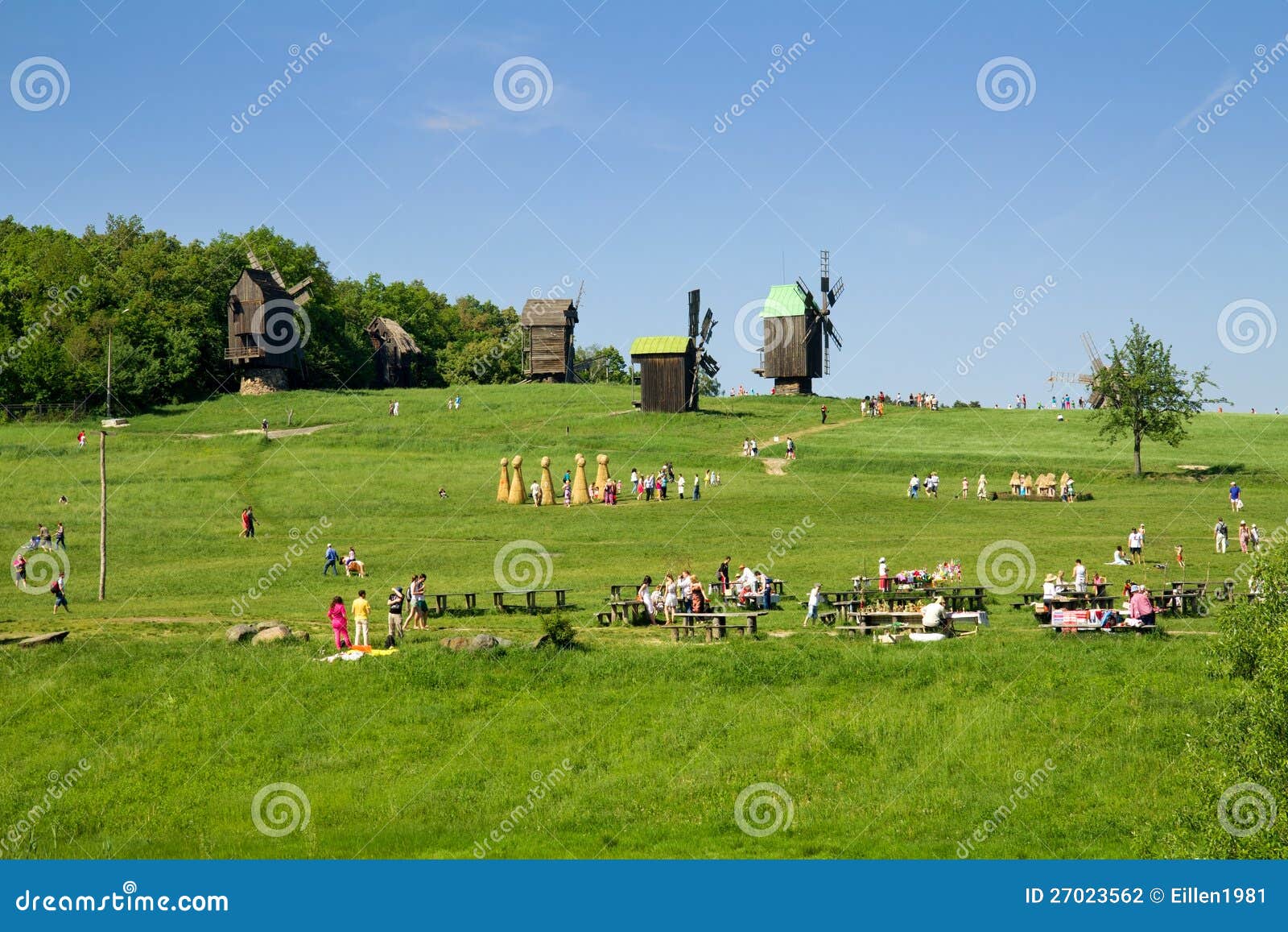 People at the Fair in a Field Stock Photo - Image of green, color: 27023562