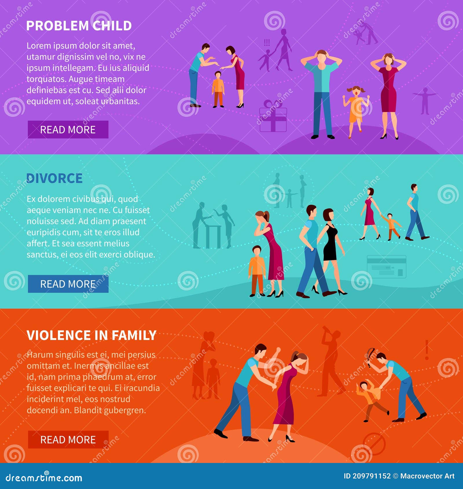 People with Family Problems Banners Stock Vector - Illustration of ...