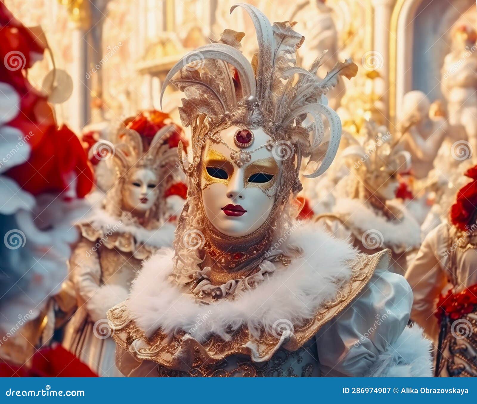 People in Fancy Masks at Venice Carnival Stock Illustration ...