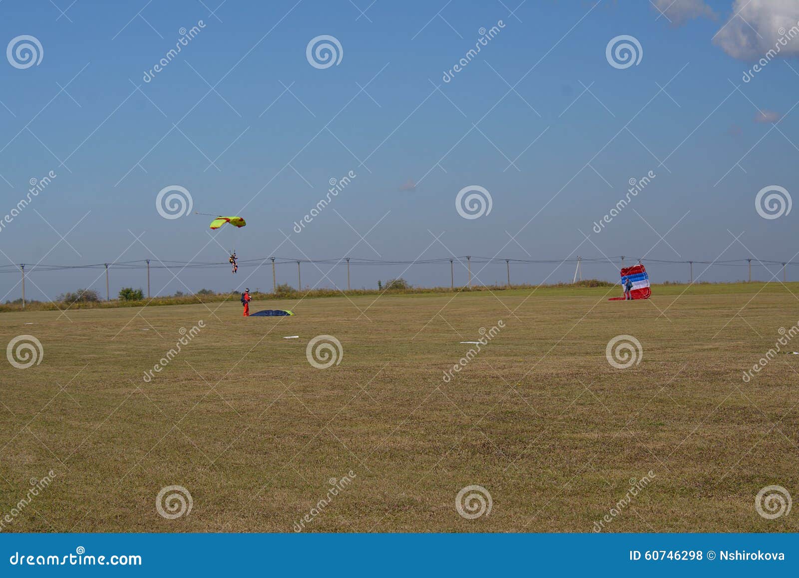 People on the Field after Parachuting Stock Photo - Image of ...