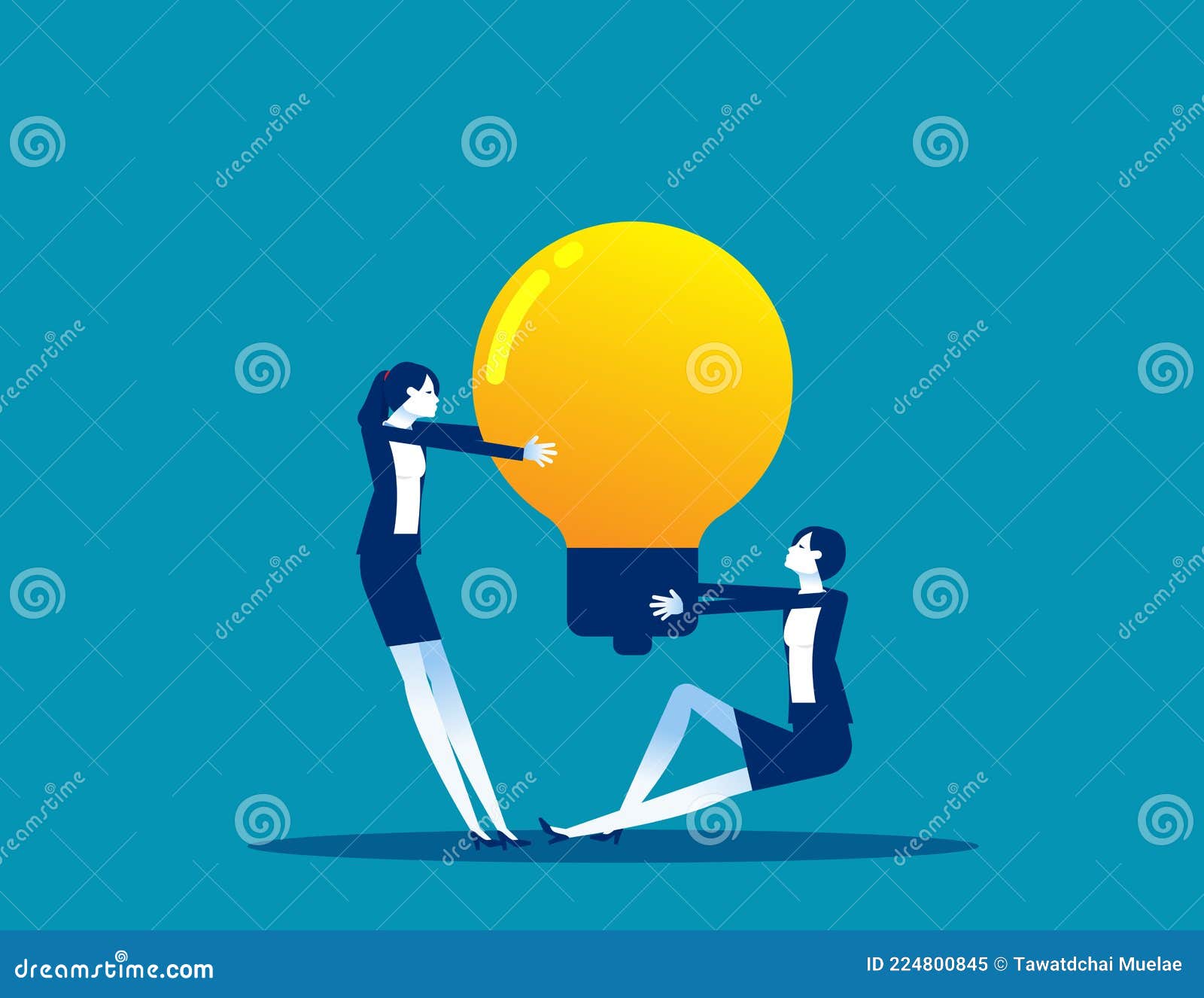 People Fighting for the Light Bulb. Business Competition Stock Vector ...