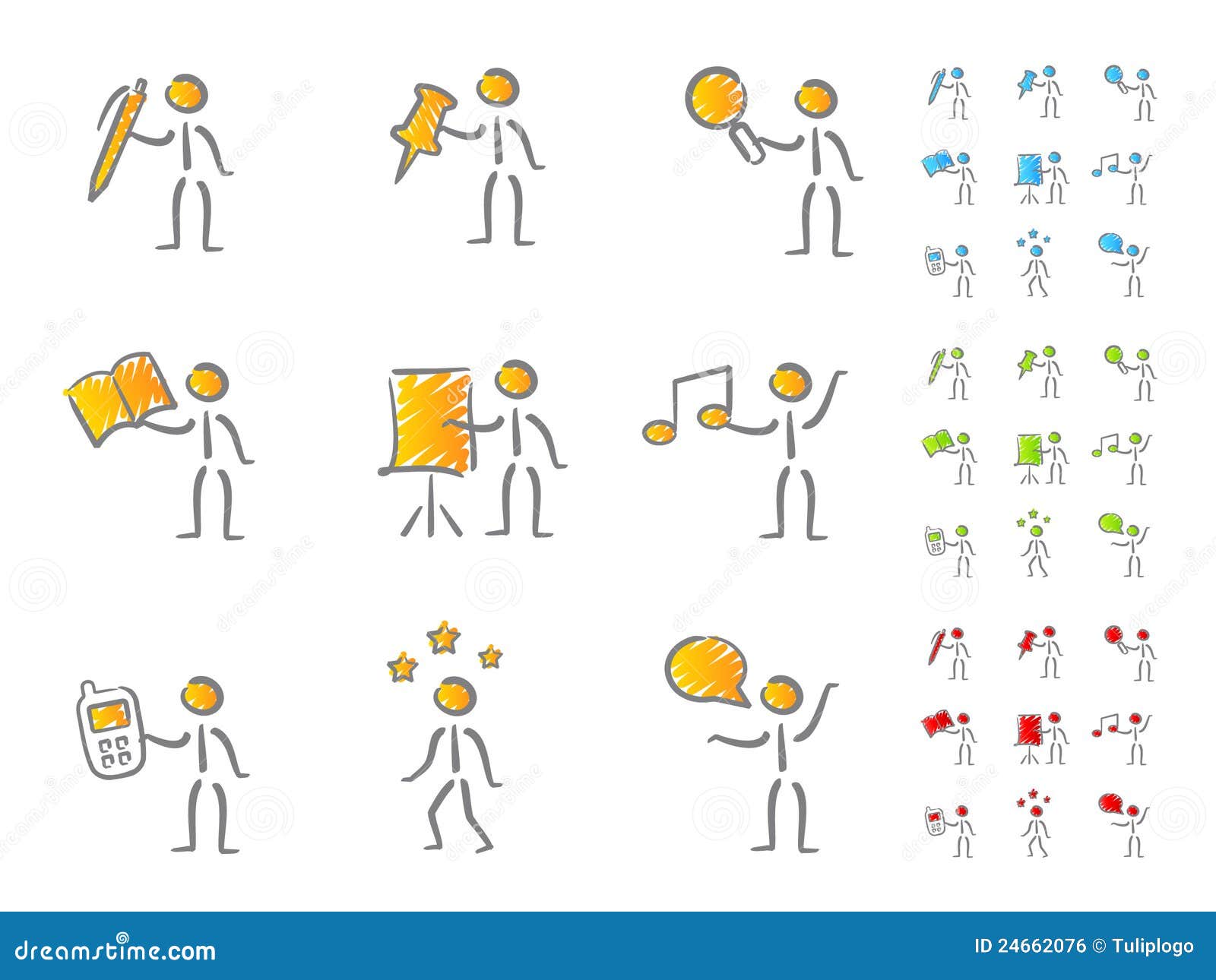 People Figures with Attributes Scribble Stock Vector - Illustration of ...