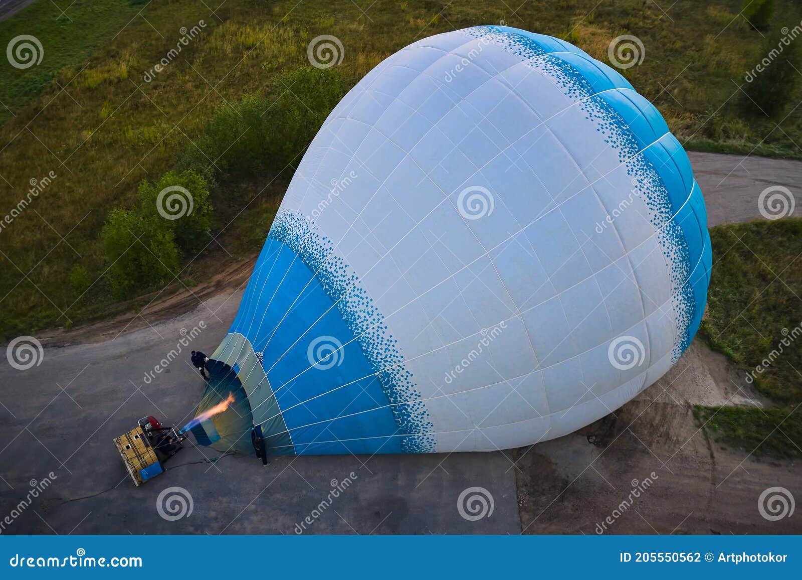 People Fill a Hot Air Balloon with Warm Air before Flying Stock Photo ...