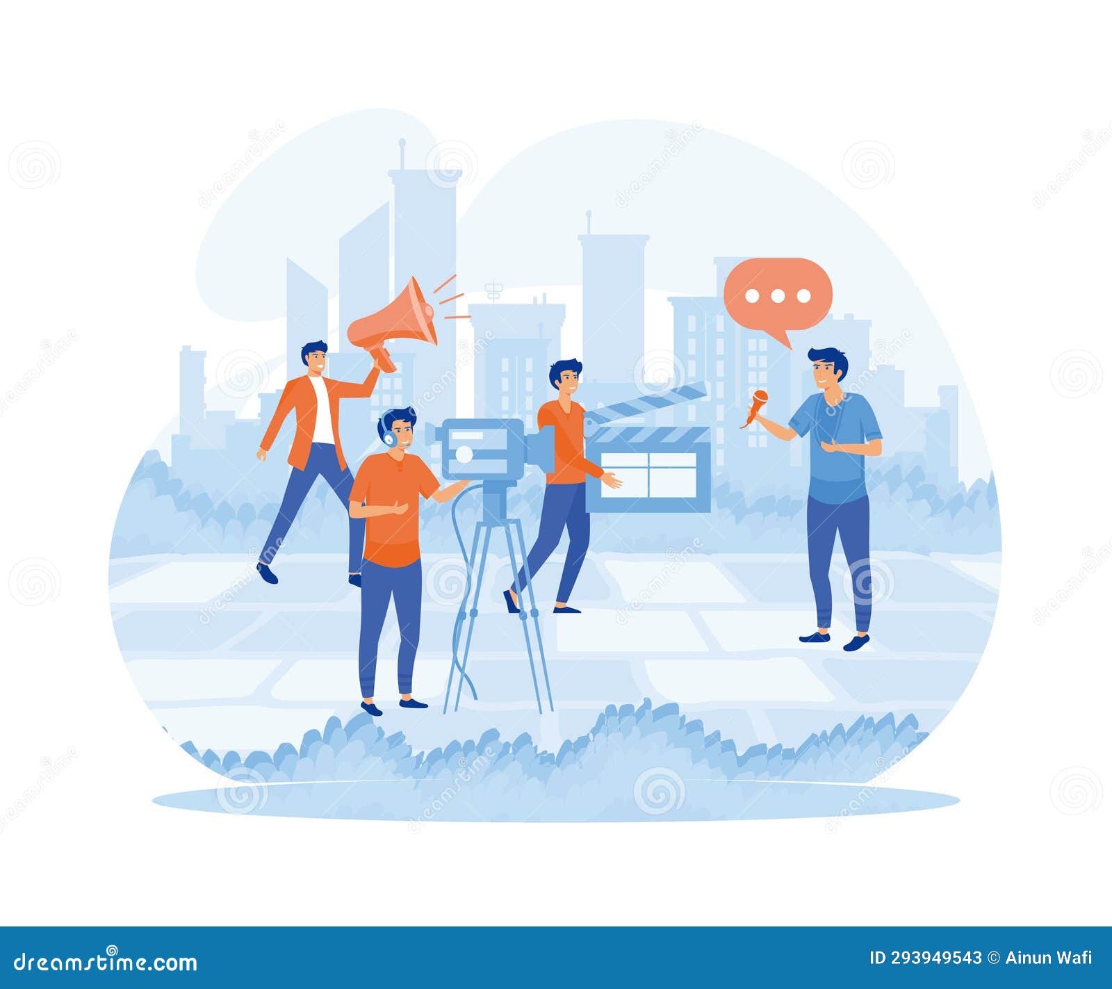 People Filming and Talking Using Headphone. Stock Vector - Illustration ...