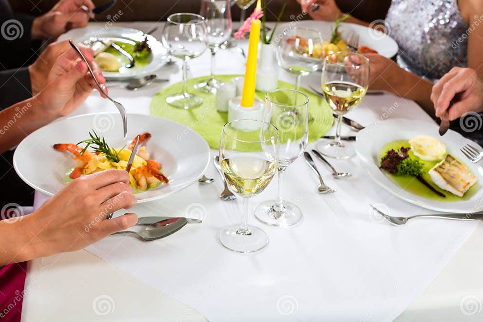 People Fine Dining in Elegant Restaurant Stock Photo - Image of dining ...