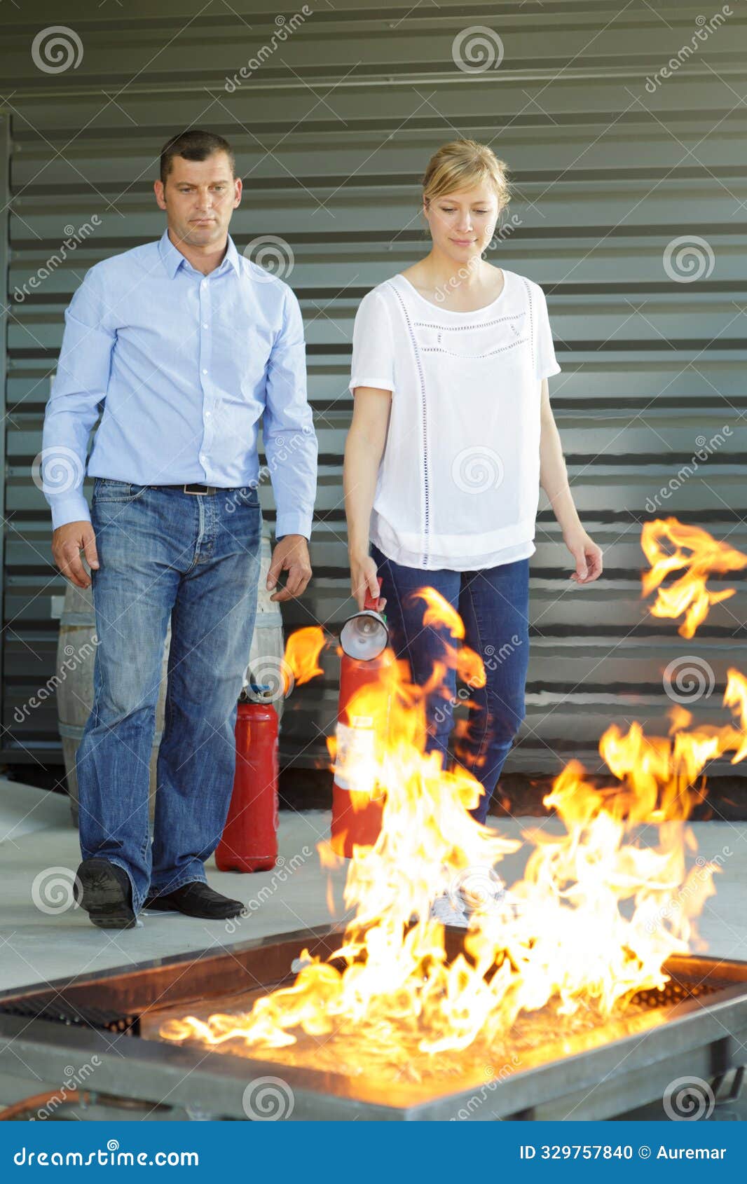 People during Fire Extinguishing Exercise Stock Photo - Image of ...