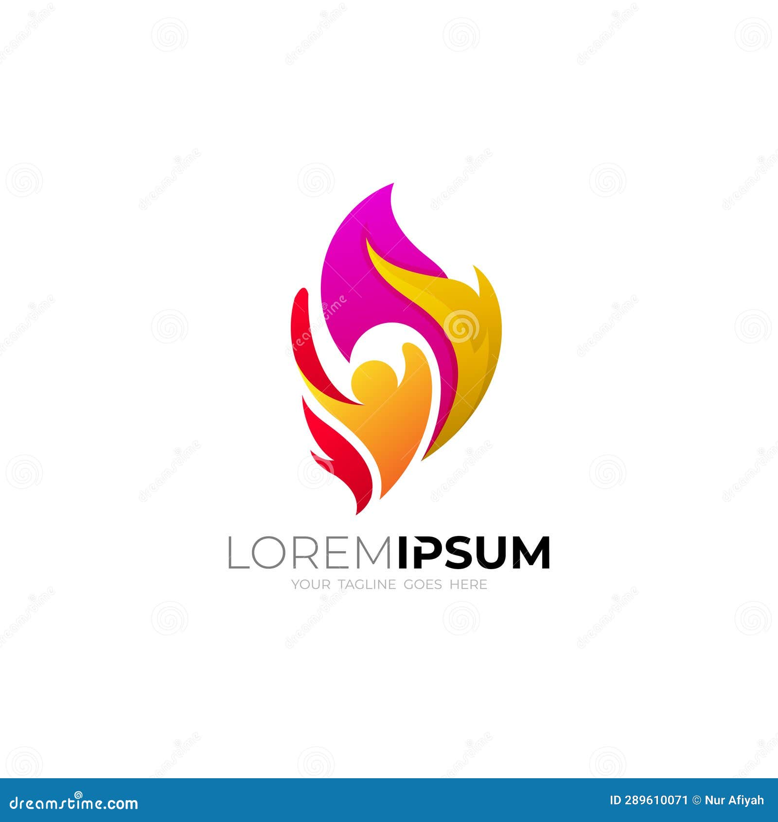 People and Fire Logo Design, Vector Logo Combination of a Man and Fire ...