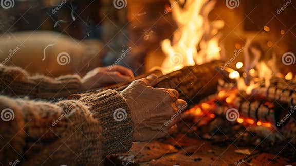 People by a fireplace. stock photo. Image of evening - 354582212