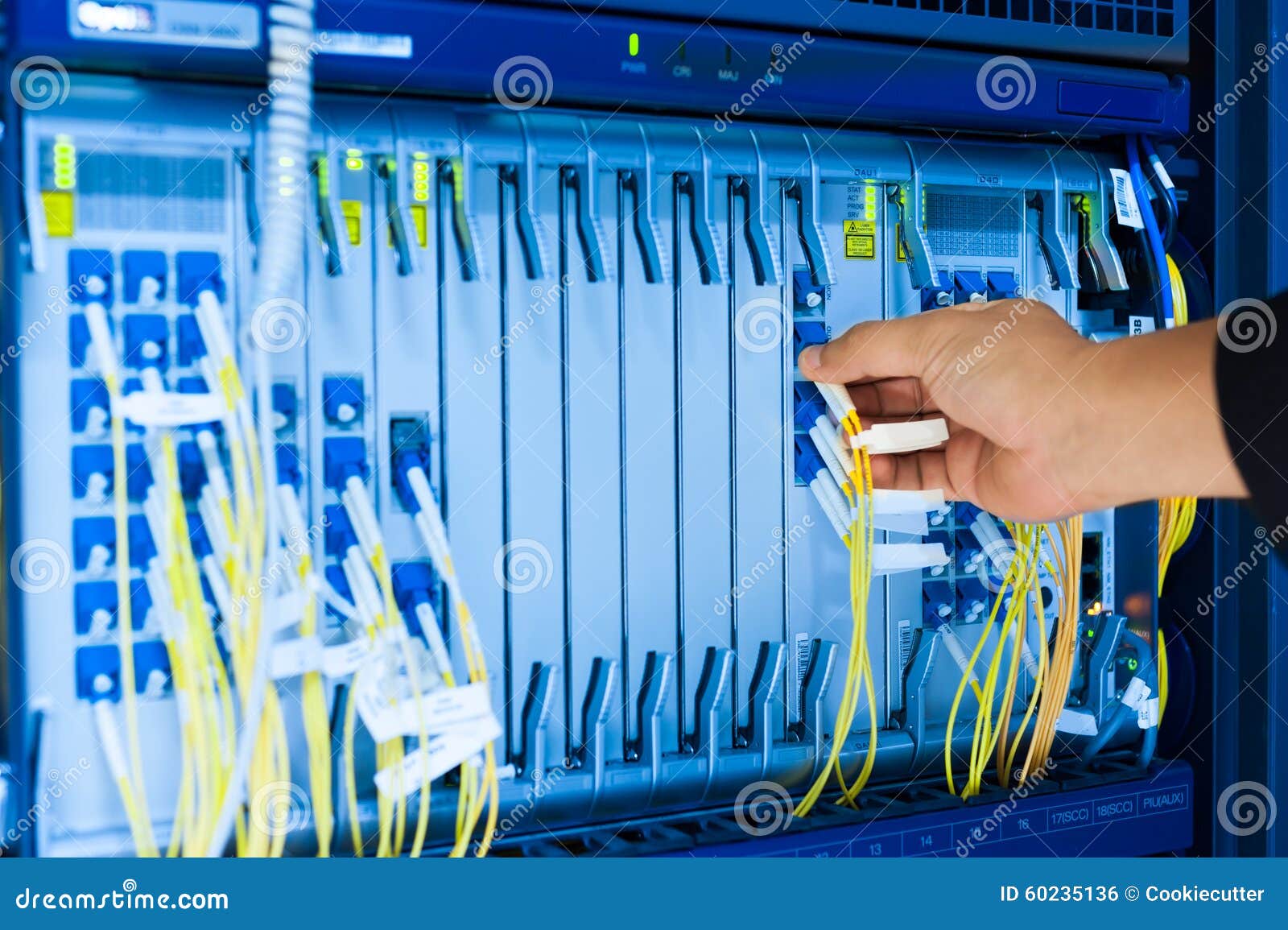 People Fix Core Switch in Network Room Stock Photo - Image of indoors ...