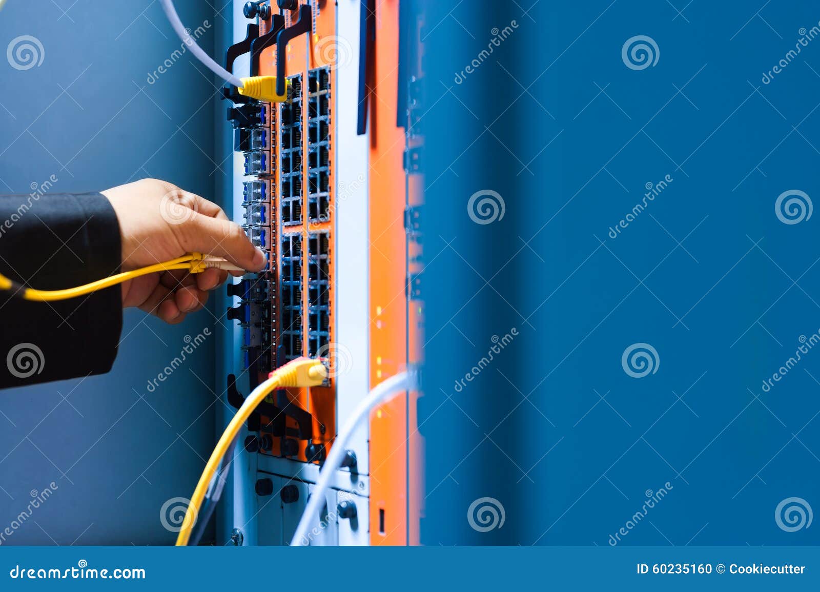 People Fix Core Switch in Network Room Stock Photo - Image of server ...