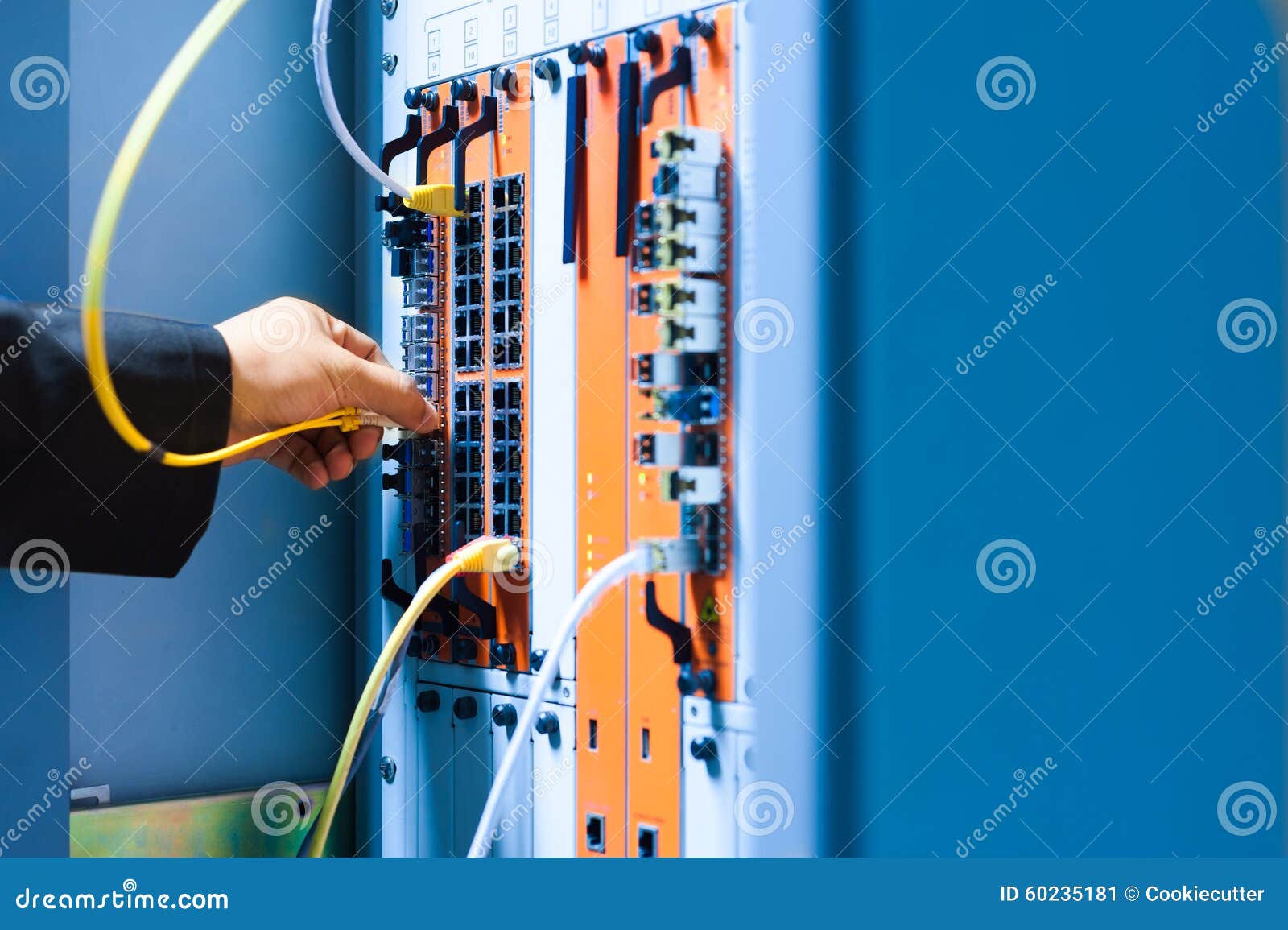 People Fix Core Switch in Network Room Stock Image - Image of safety ...