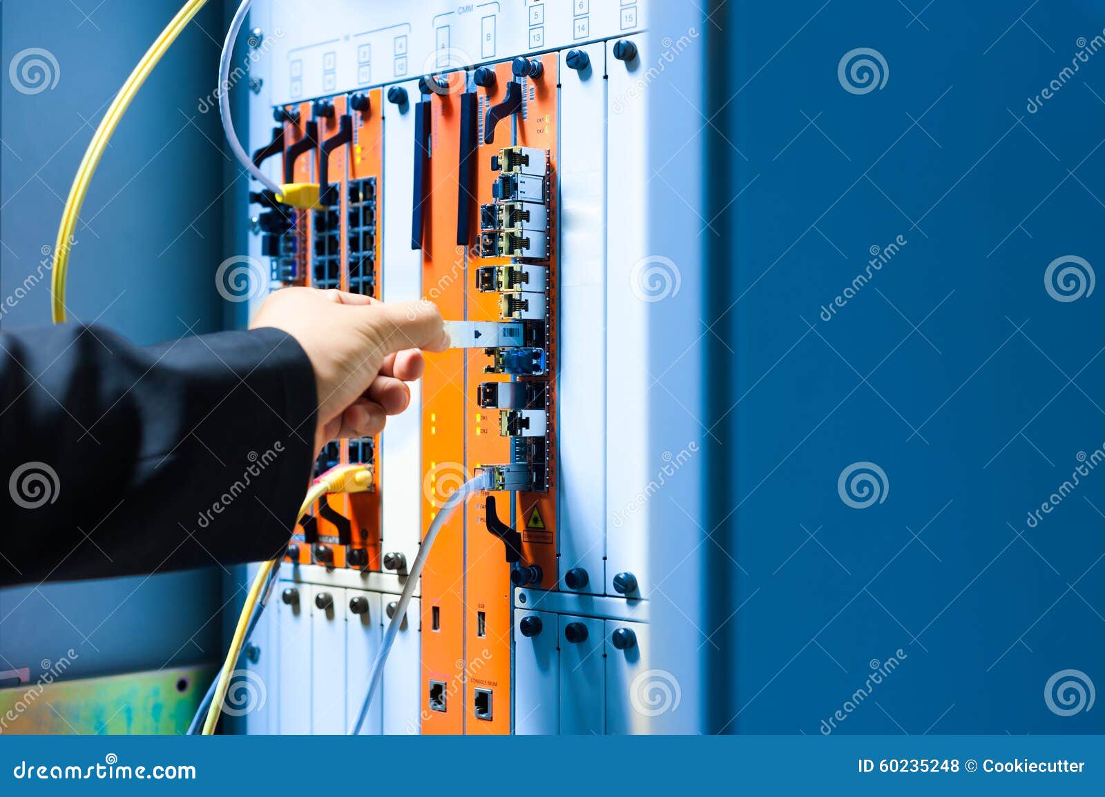 People Fix Core Switch in Network Room Stock Photo - Image of room ...
