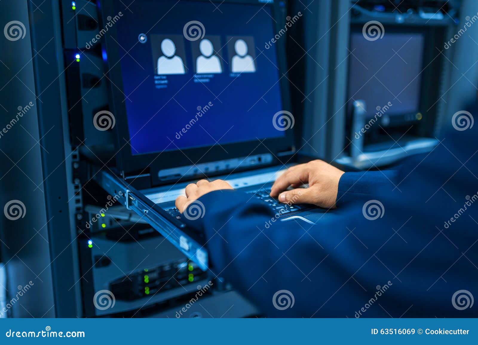 Server Network Interfaces And Electrical Wires Are Close-up. Powerful ...