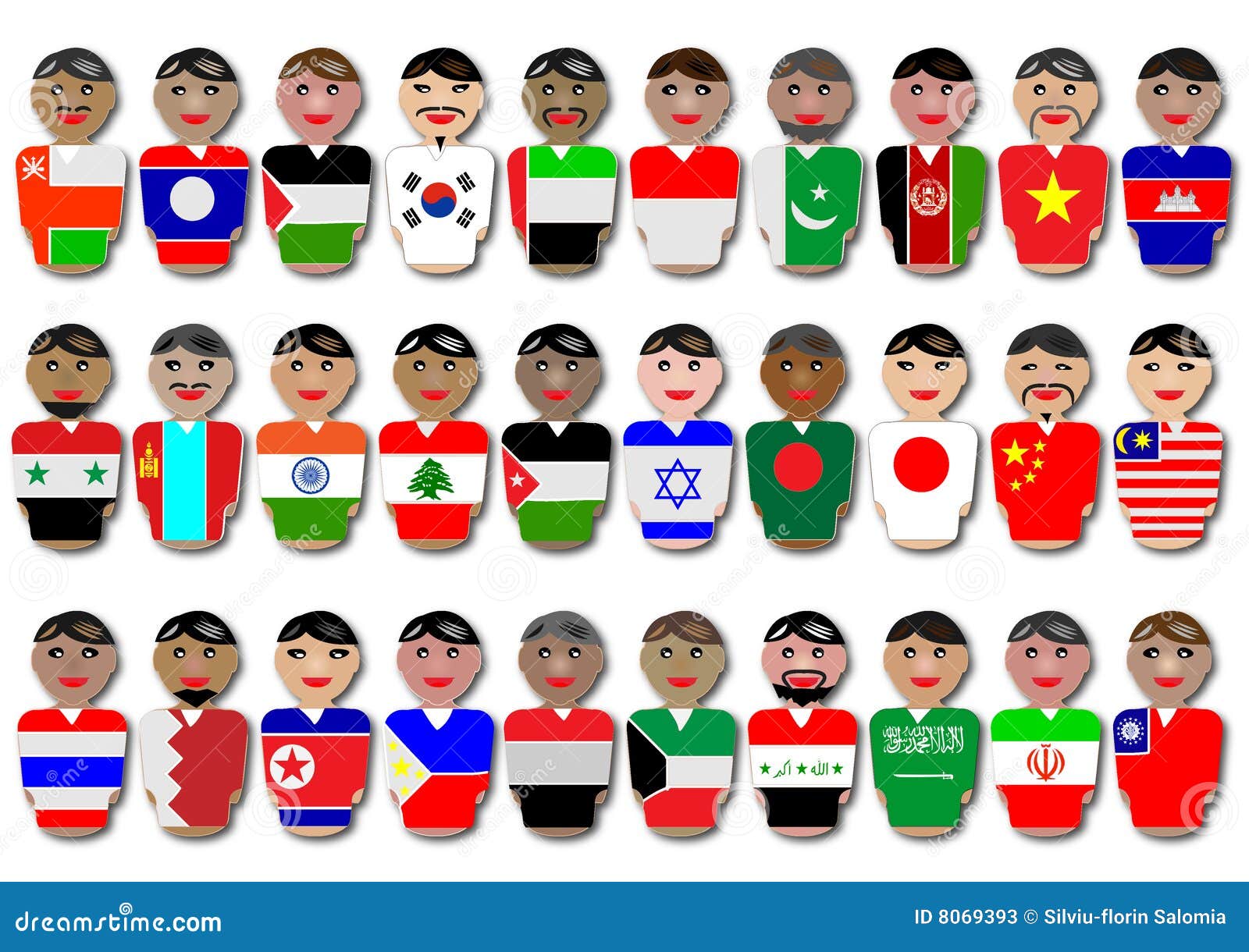 People and flags from Asia stock vector. Illustration of israel - 8069393
