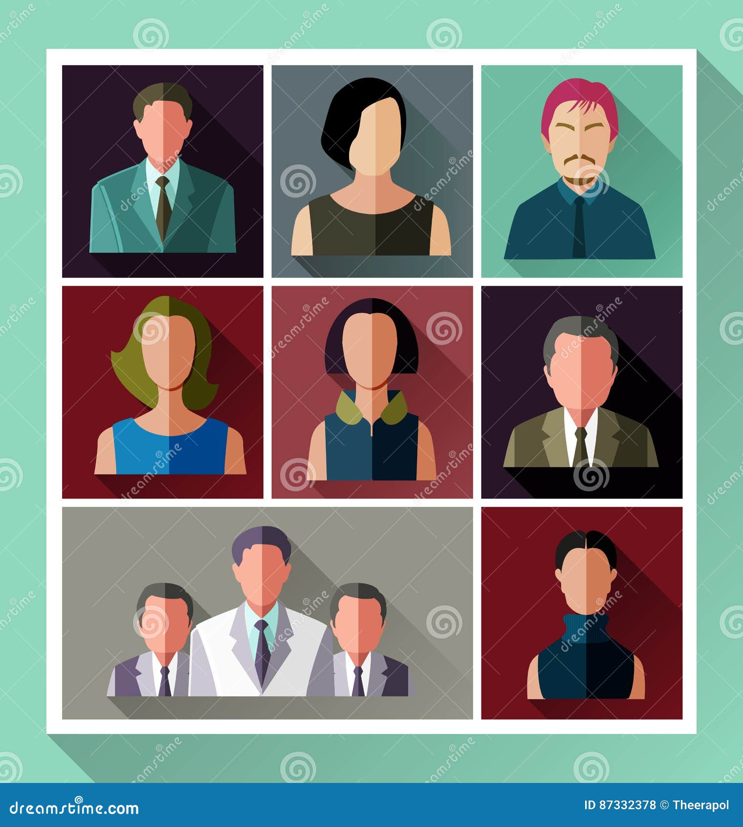 People flat icon set stock illustration. Illustration of profession ...