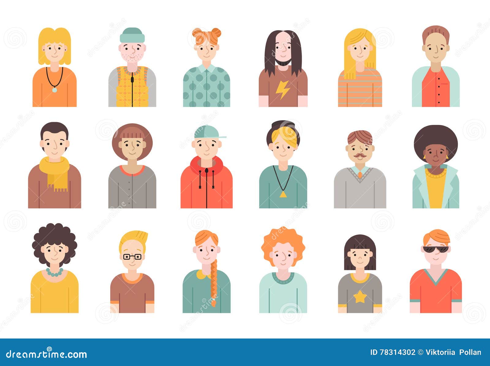 People Flat Icons Vector Set Men and Women. Part One. Stock Vector ...