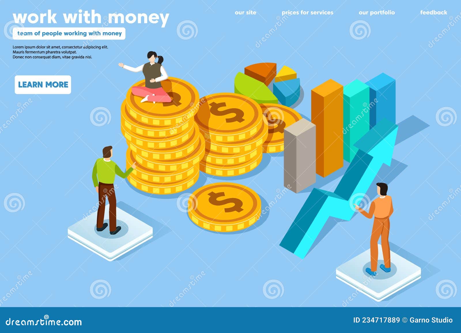 People in Flat Isometric Style Working with Money and Charts Stock ...