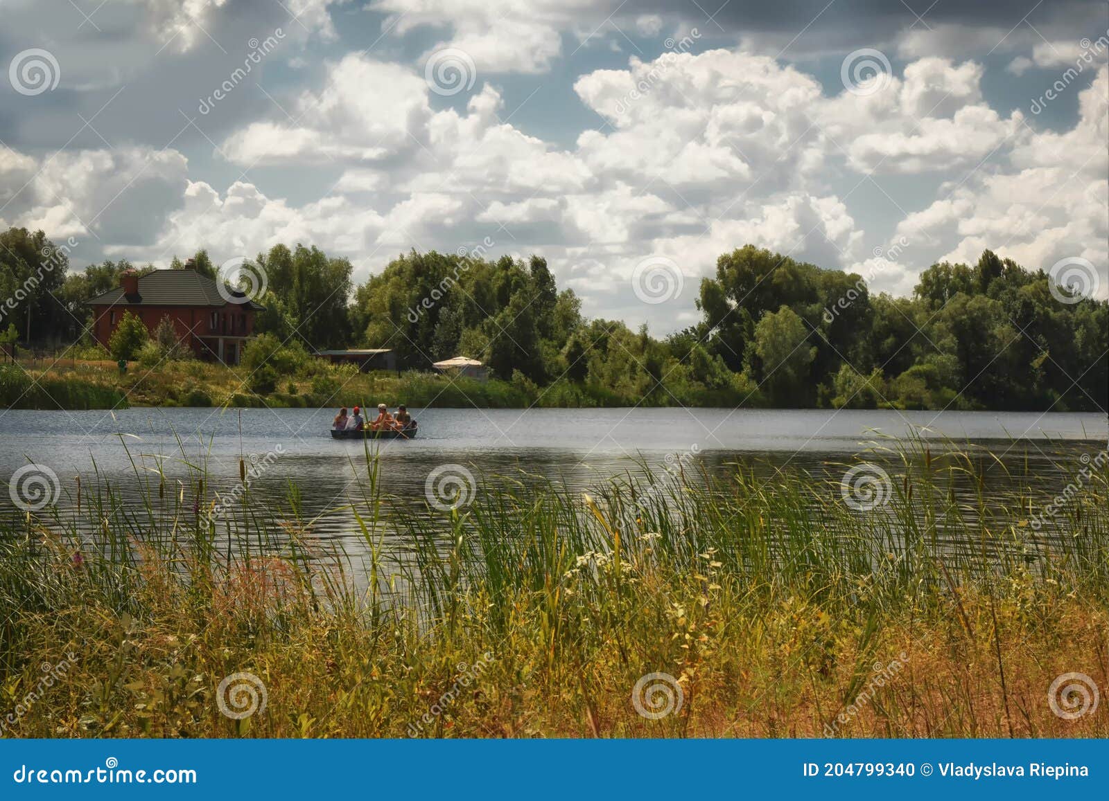 People Float in a Boat on a Big River Stock Photo - Image of holiday ...