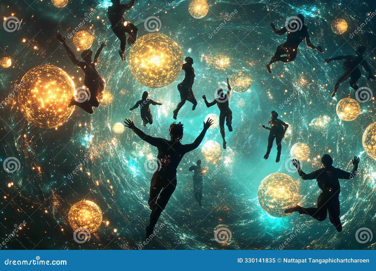 People Floating In Air. Flying Male And Female Characters Floating In ...