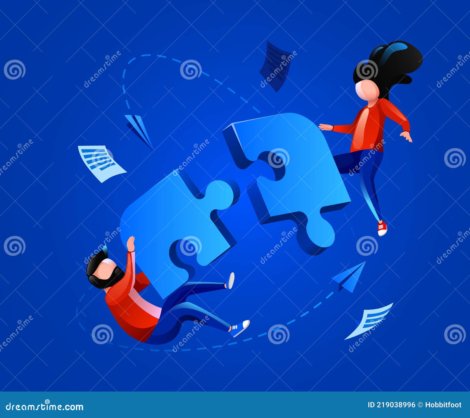 People Fly Around Jigsaw Puzzle. Cooperation, Teamwork and Partnership ... People Fly Around Jigsaw Puzzle. Cooperation, Teamwork and Partnership ...