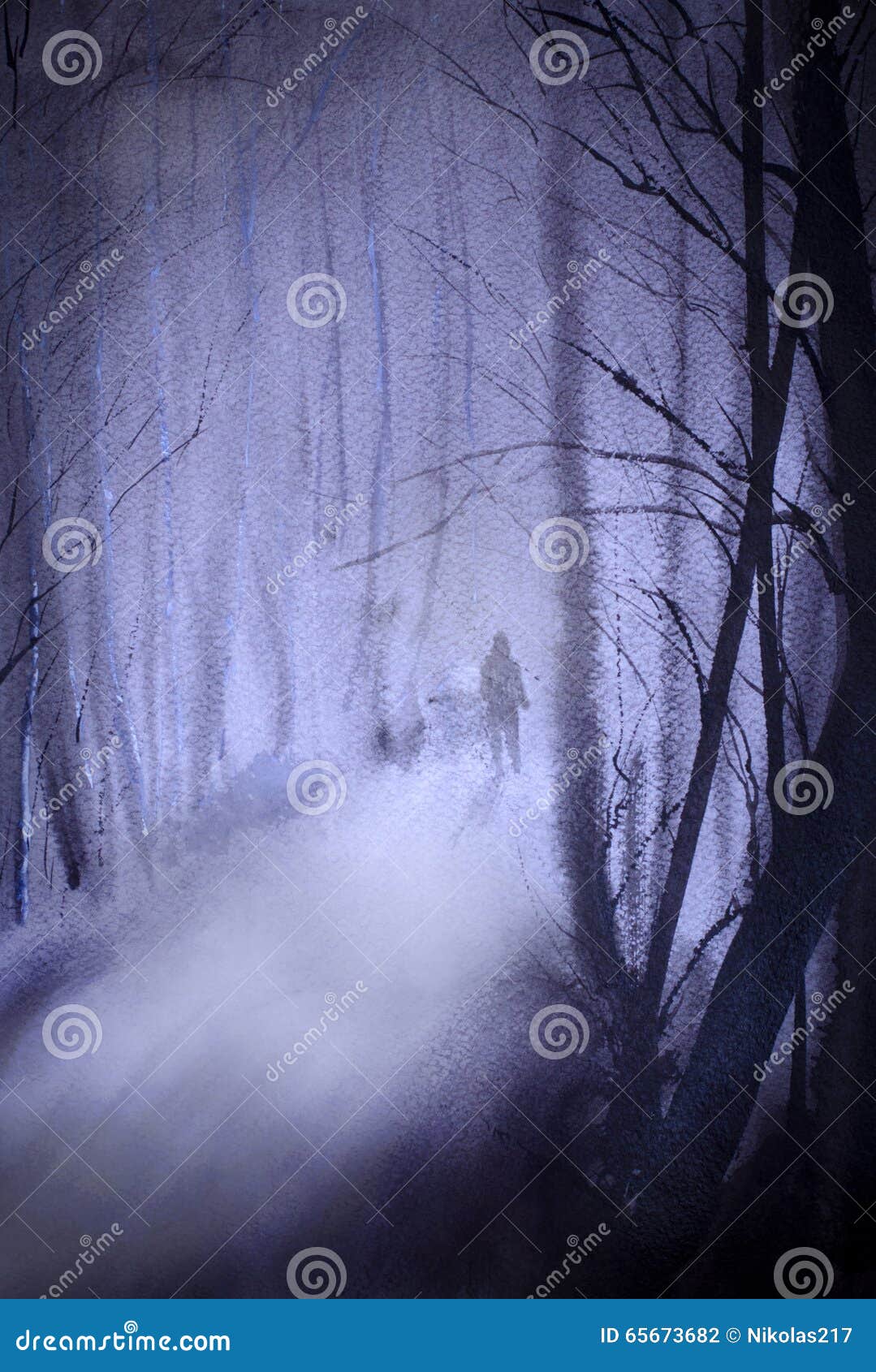 People in the Forest in the Fog Stock Photo - Image of creepy, forest ...