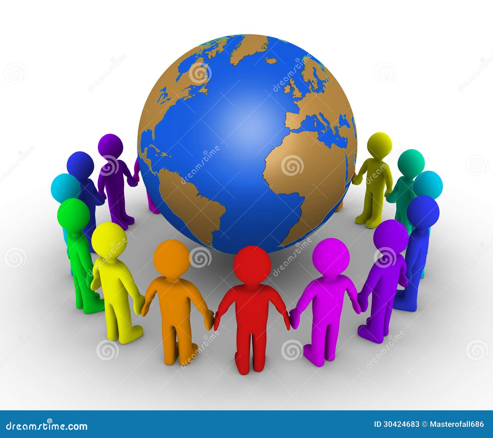 People Form a Circle Around Earth Stock Illustration - Illustration of ...