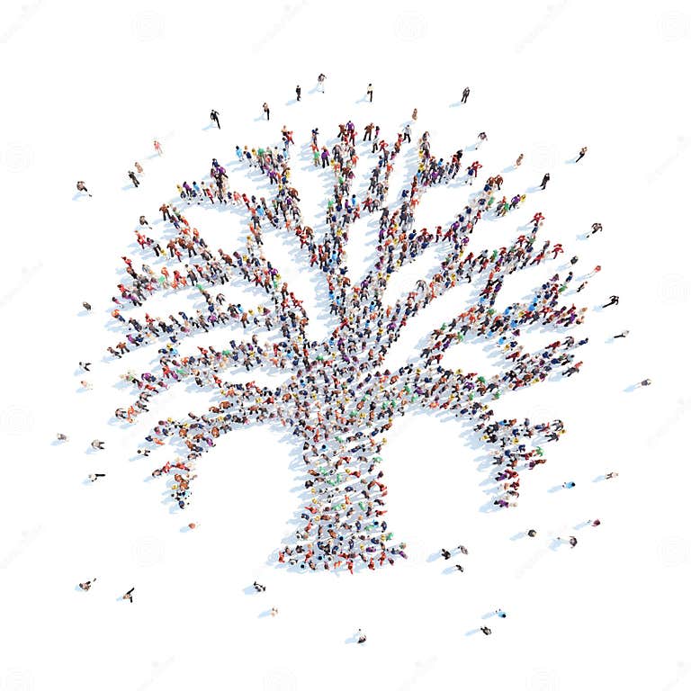 People in the Form of a Tree. Stock Illustration - Illustration of ...
