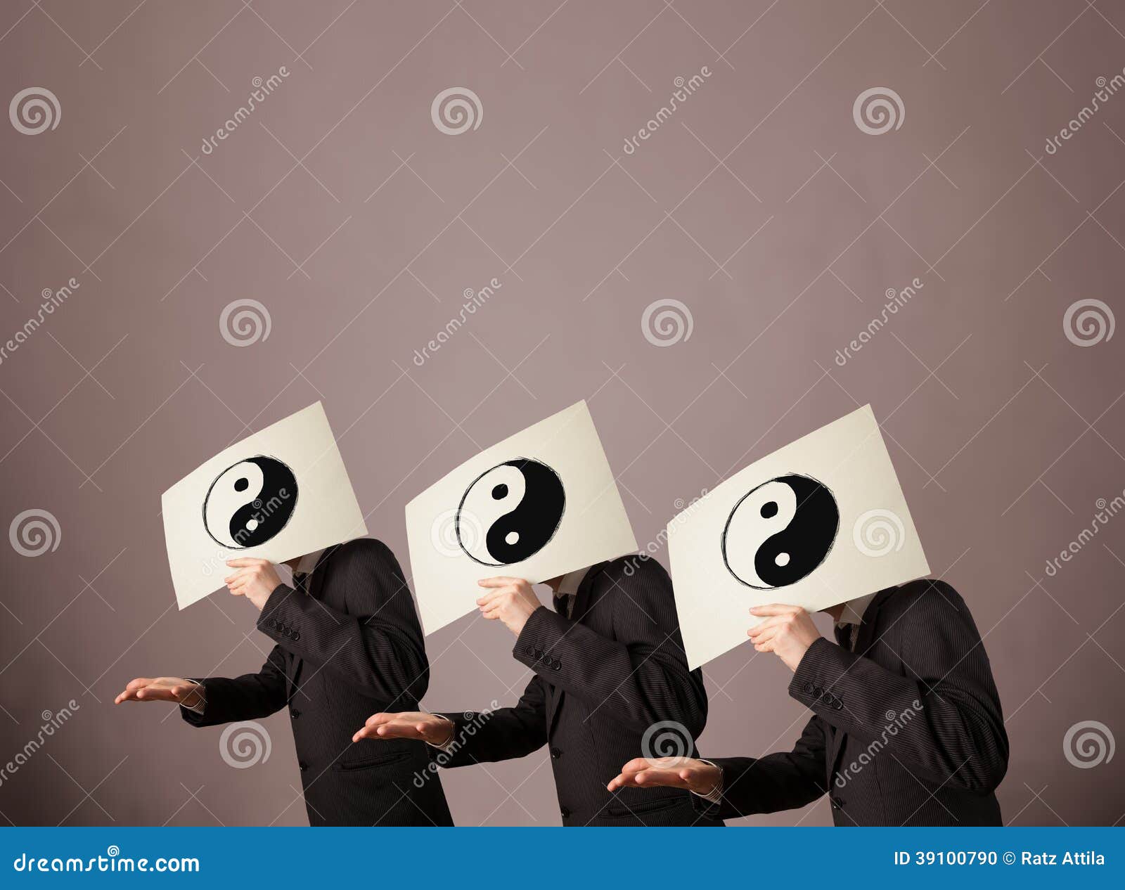 People in Formal Gesturing with Yin Yang Sign Stock Photo - Image of ...