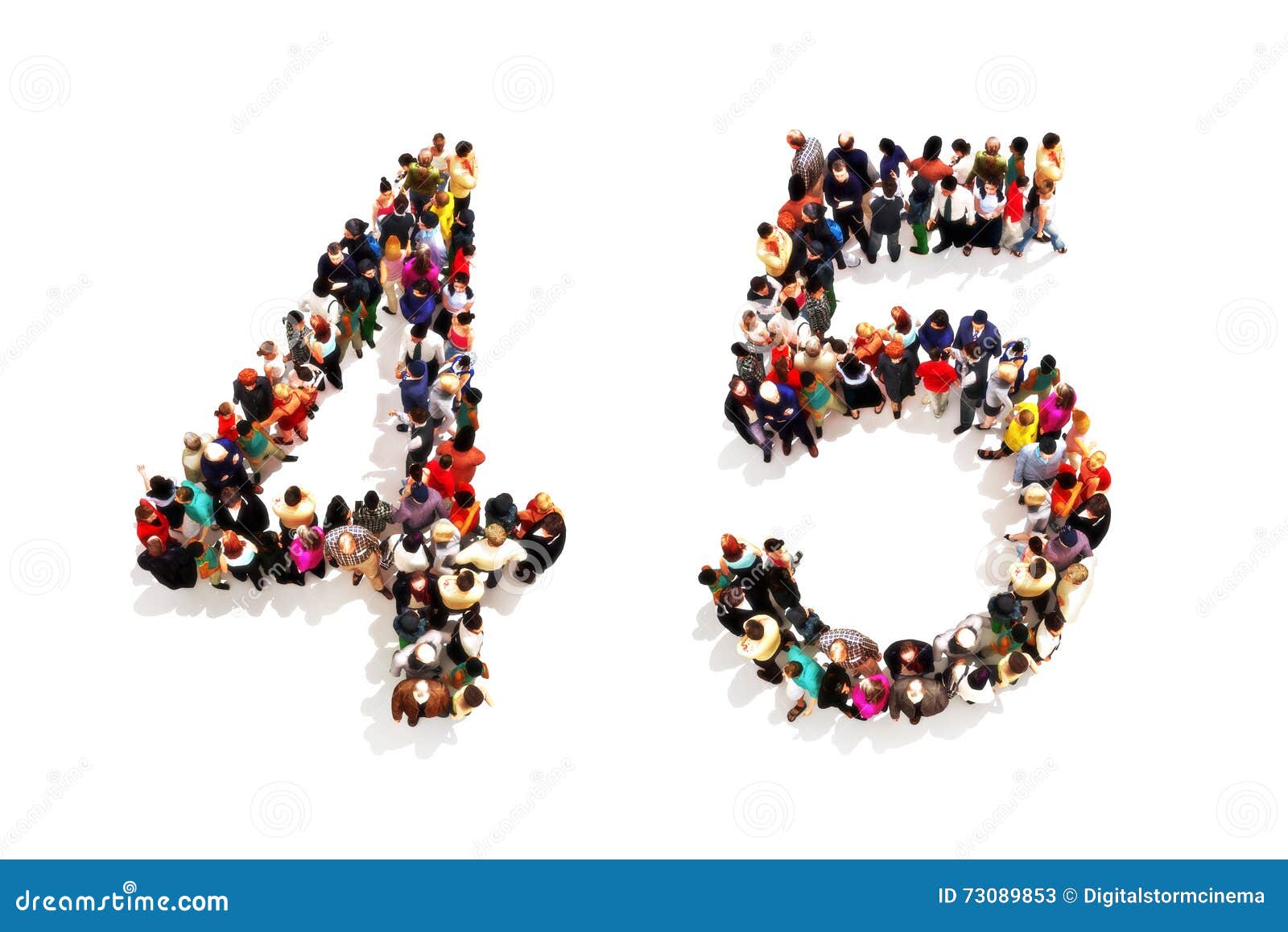 People Forming the Shape As a 3d Number Four (4) and Five (5) Symbol on ...