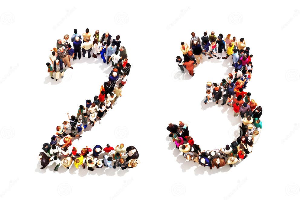 People Forming the Shape As a 3d Number Two (2) and Three (3) Symbol on ...