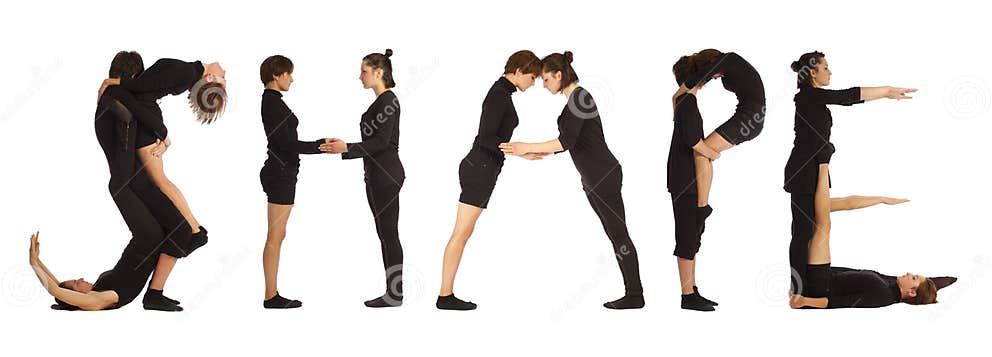 People Forming SHAPE Word Over White Background Stock Image - Image of ...