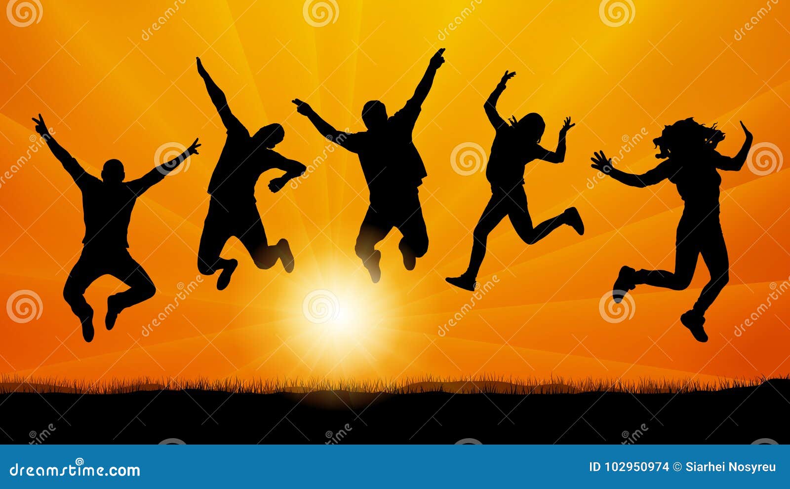 Two Friends Jumping Flat Vector Illustration. Excited Young Men, Office ...